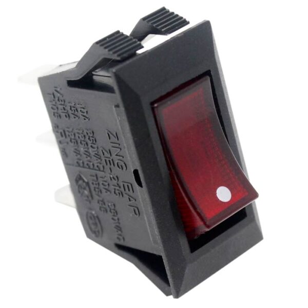 Zing Ear ZE-215 Lighted Rocker Switch 3 Prong Snap-in 15A 120V