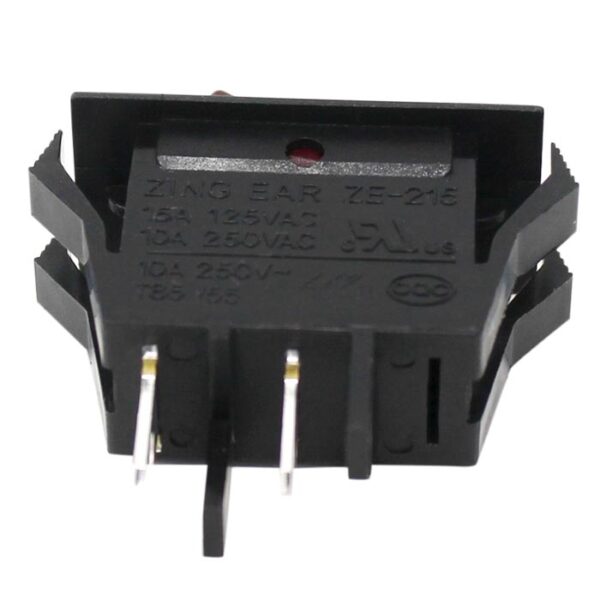Zing Ear ZE-215 Rocker Switch 2 Prong Snap-in 15A 120V