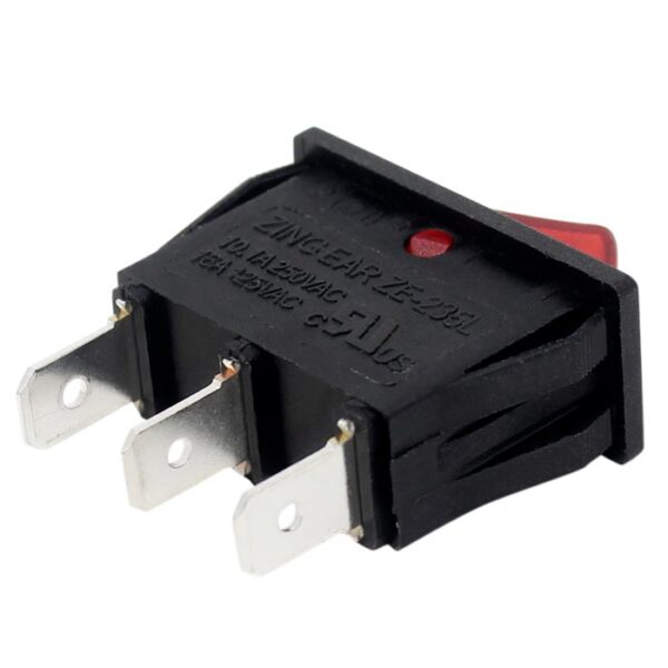 Zing Ear ZE-235L Lighted Rocker Switch 3 Prong SPST 16A 125V