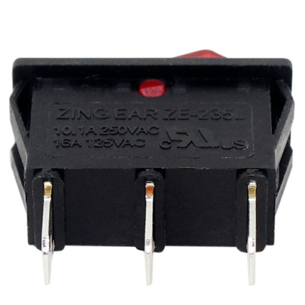 Zing Ear ZE-235L Lighted Rocker Switch 3 Prong SPST 16A 125V